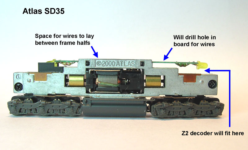 N Scale DCC Decoder Installs: TCS Z2 in an Atlas SD35