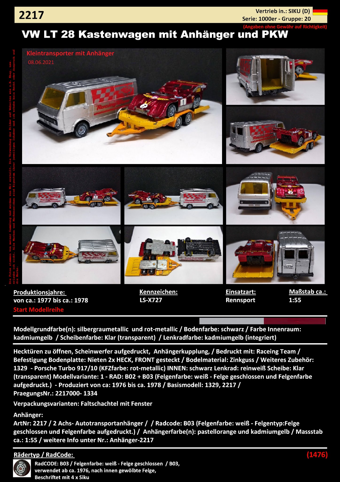 2217 - VW LT 28 Kastenwagen mit Anhänger und PKW - von/ab ca.: 1977 ...