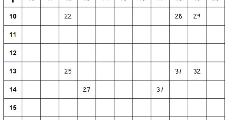 worksheets: Complete The Addition Table