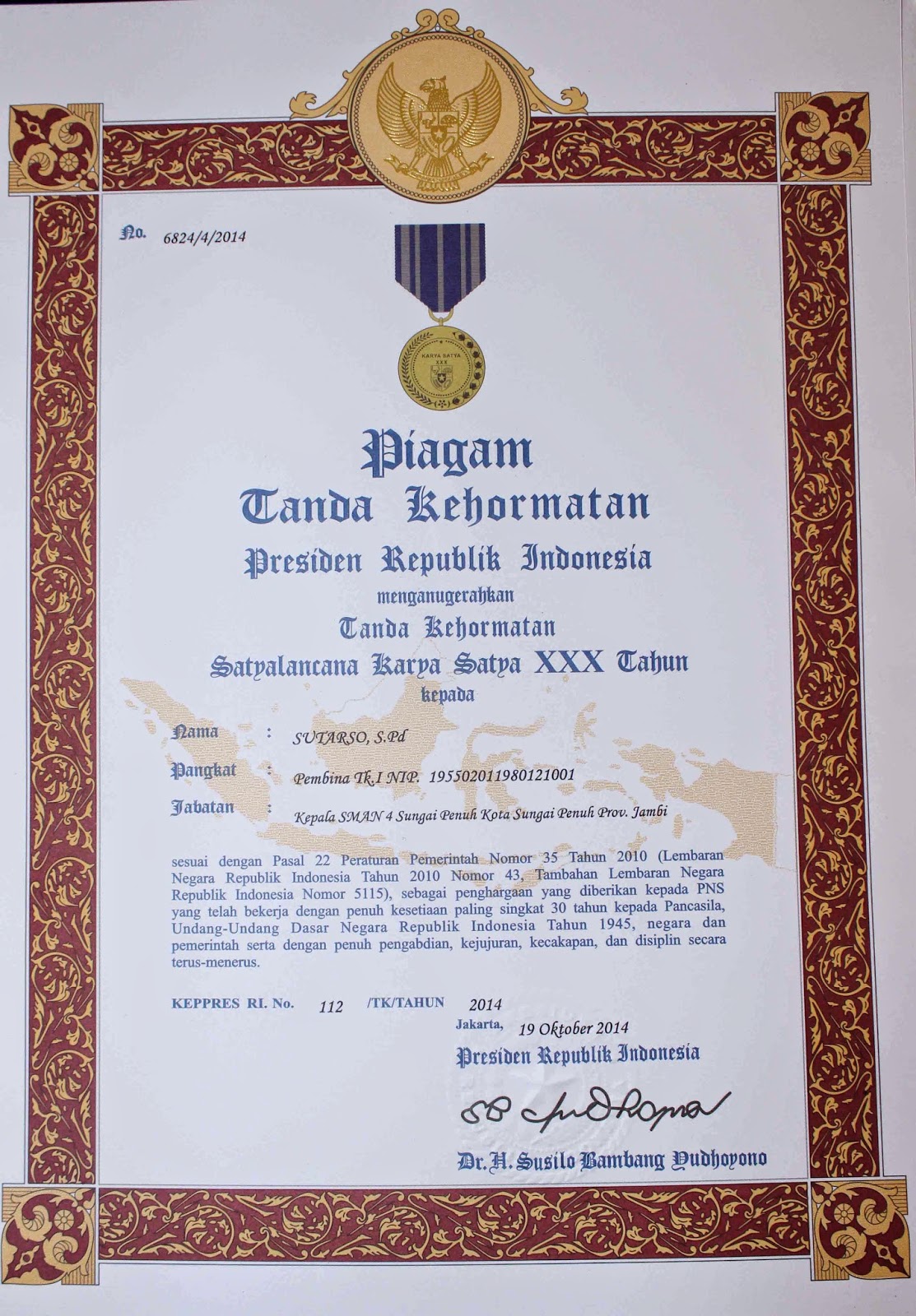 UU No. 20 tahun 2009 tentang Gelar, Tanda Jasa, dan Tanda Kehormatan ...