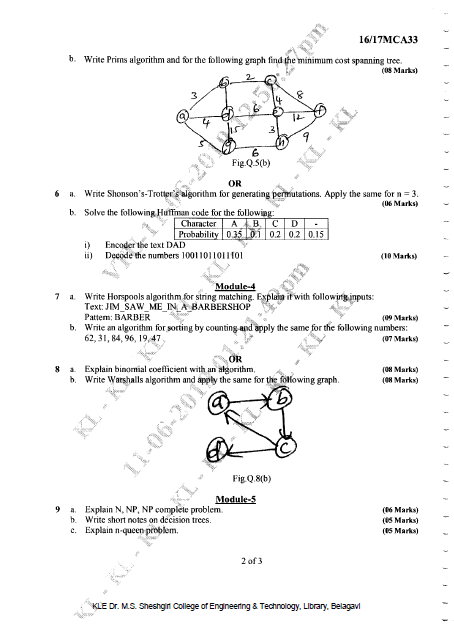 Visvesvaraya Technological University MCA. (CBCS) Third Semester 16 ...