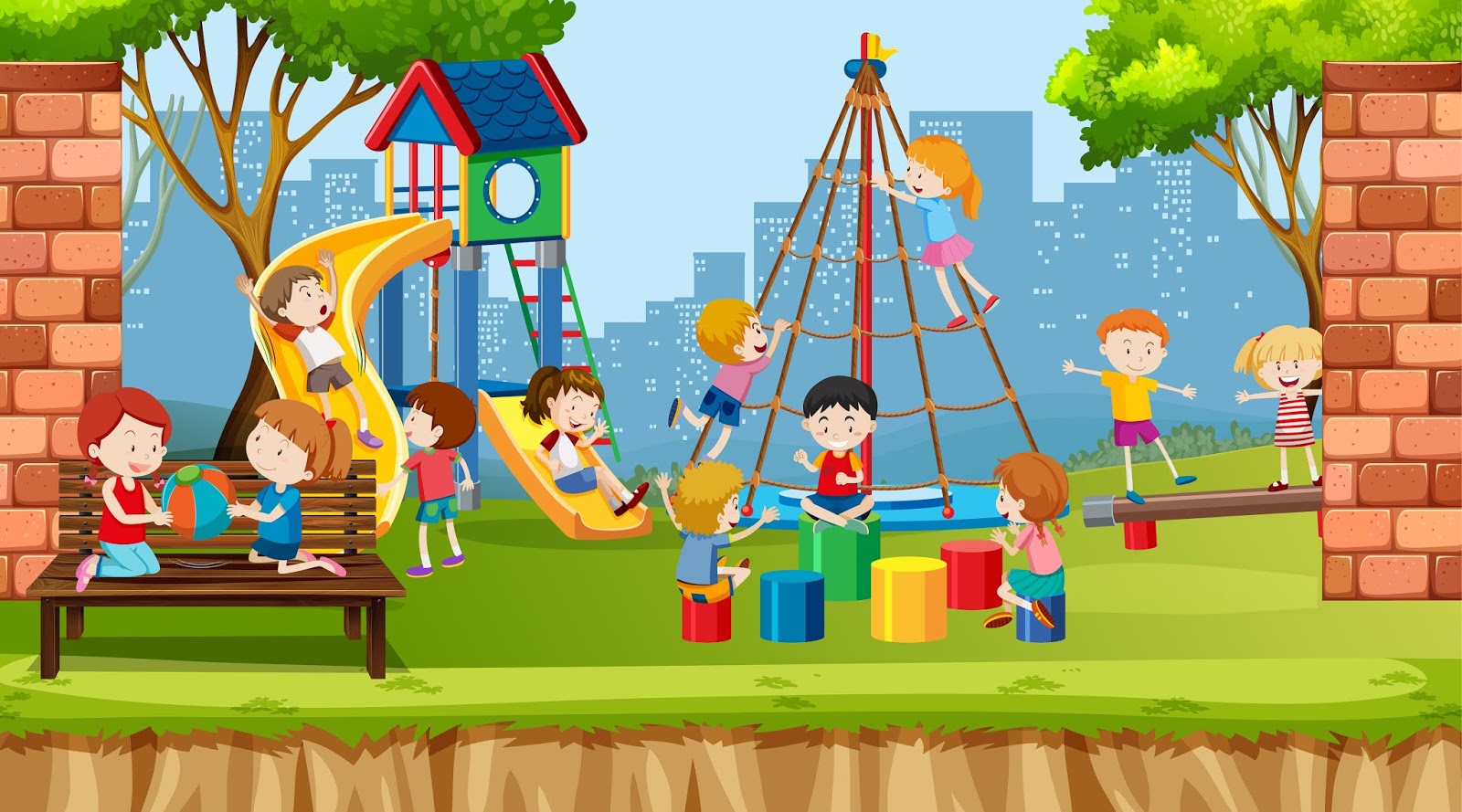 Tranh vui chơi em bé, thiếu nhi vector 100% dành chuyên in khổ lớn ...