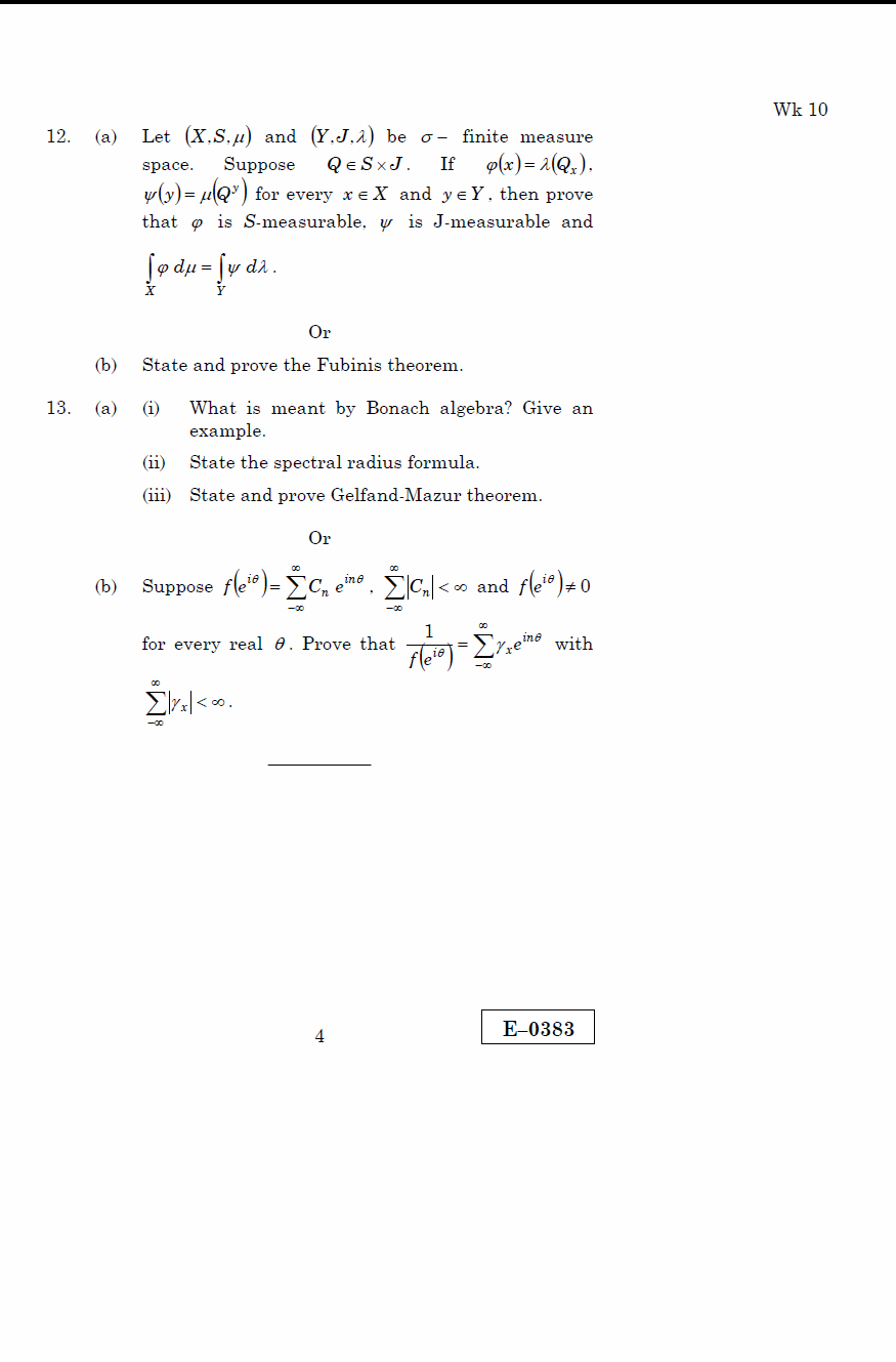 Alagappa University M.Phil.Mathematics ANALYSIS APRIL 2019 Question ...
