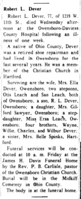 Ohio County, Kentucky History: Robert Lee Dever