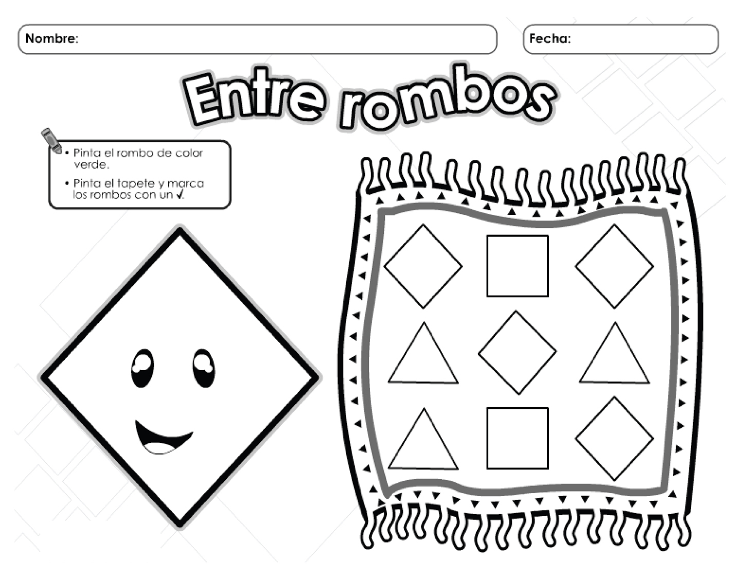 Trabajando en Educación Infantil: 10 fichas para identificar el rombo