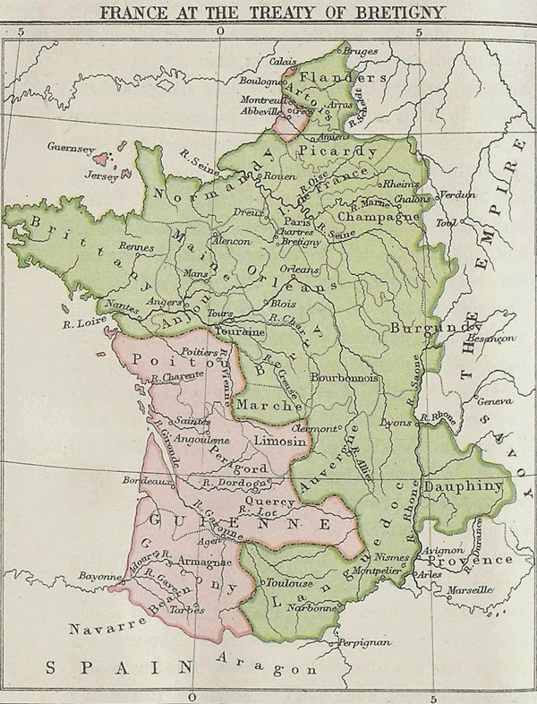 Map of France in 1360