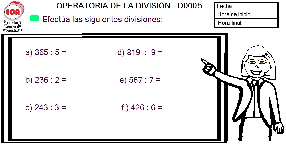 MATEMÁTICA ECA DE ENSEÑANZA BÁSICA: OPERATORIA DE LA DIVISIÒN - Actividades