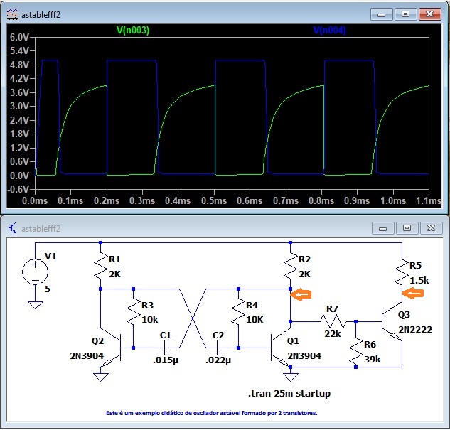 Alfanuméricus: Simulando um oscilador astável com dois transistores