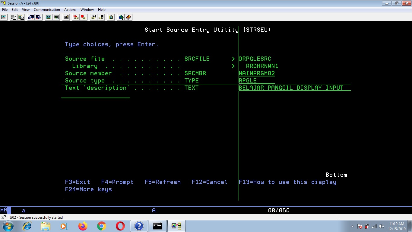 Tutorial Menampilkan Display File Dspf Melalui Main Program Rpgle