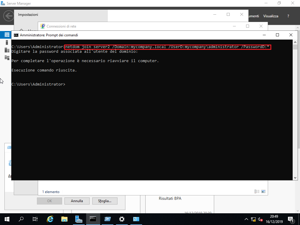 Information Technology: Windows Server 2019: Join al dominio da riga di ...