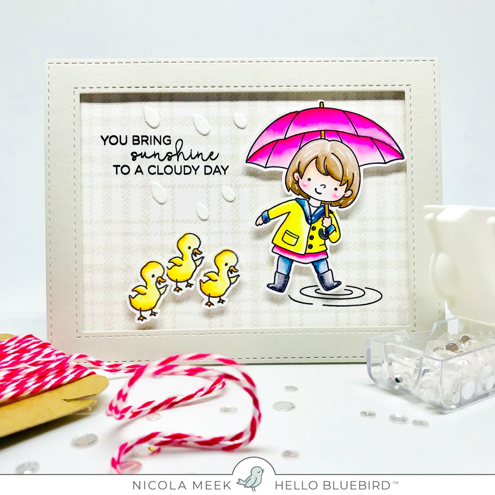 Nicky Noo Cards: Rainy Day - Hello Bluebird
