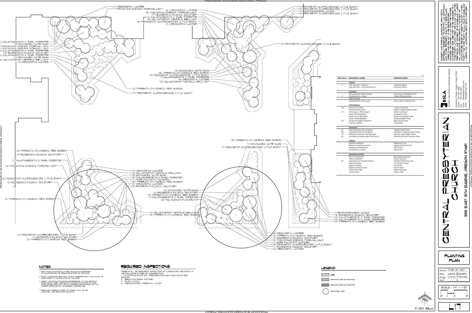 Landscape Architecture: Construction Document: Final Planting Pages