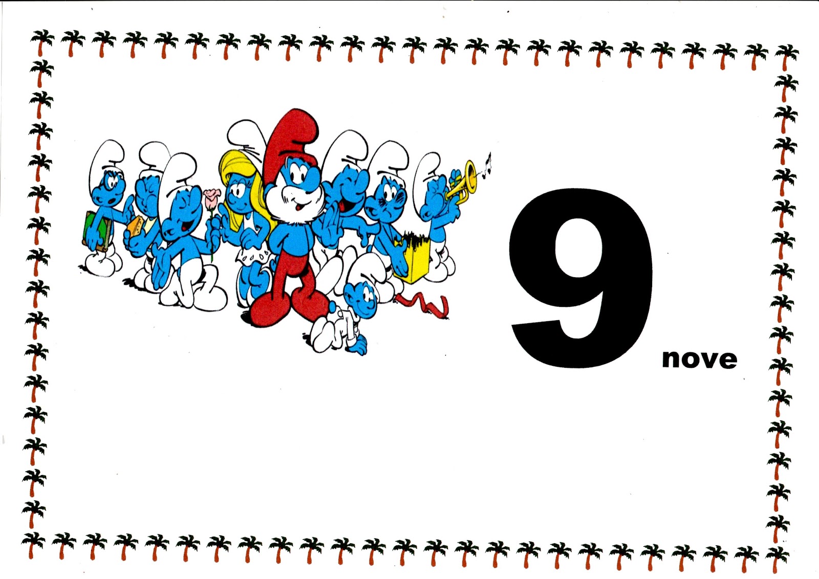 Saberes e Fazeres em Nossas Mãos: Números para parede dos smurfs