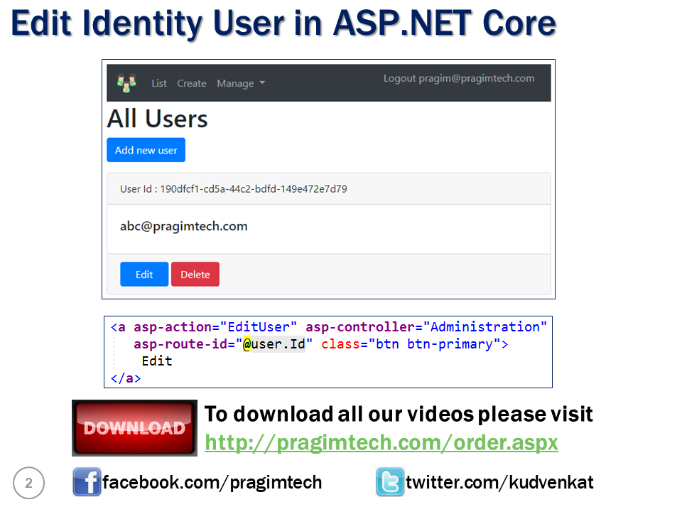 Sql Server Net And C Video Tutorial Edit Identity User In Core Slides