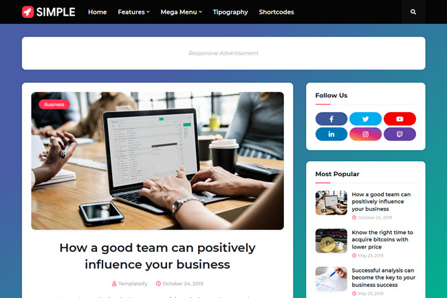 Simple - Responsive Premium Blogger Template [Nulled] | Clone Goomsite
