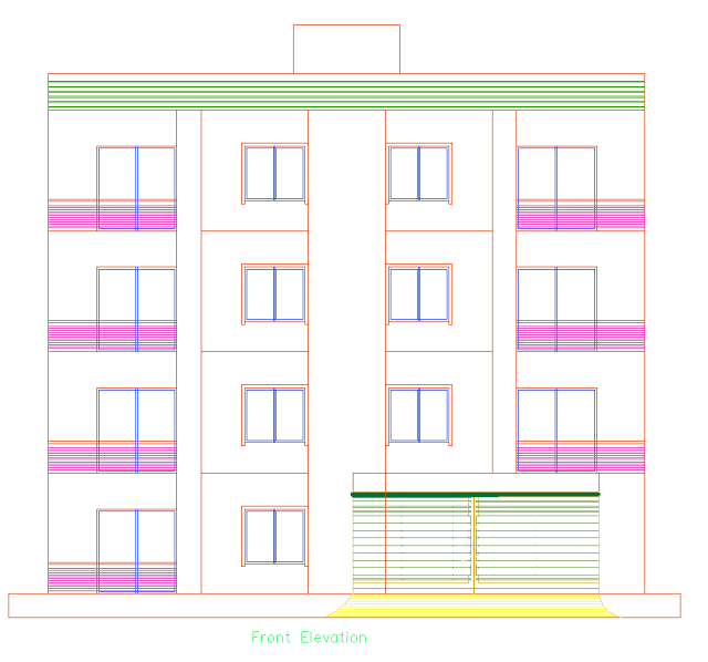 4 Story Apartment Building Plans Details with AutoCAD DWG File - First ...