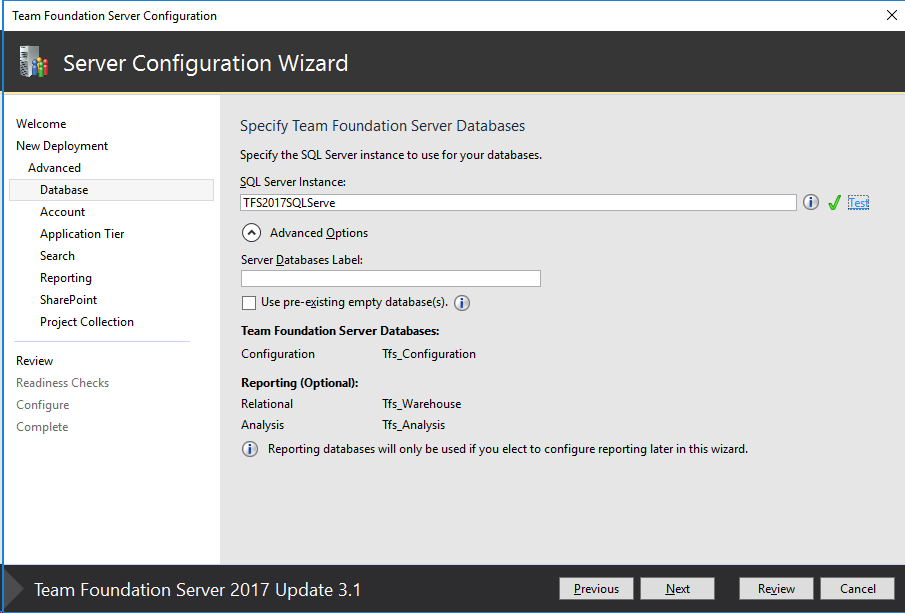Team Foundation Server 2017 安裝筆記