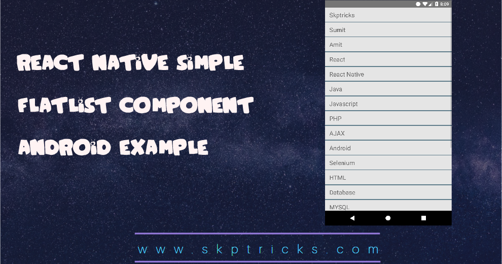 React Native Simple FlatList Component Android Example | SKPTRICKS React Native Simple FlatList Component Android Example | SKPTRICKS