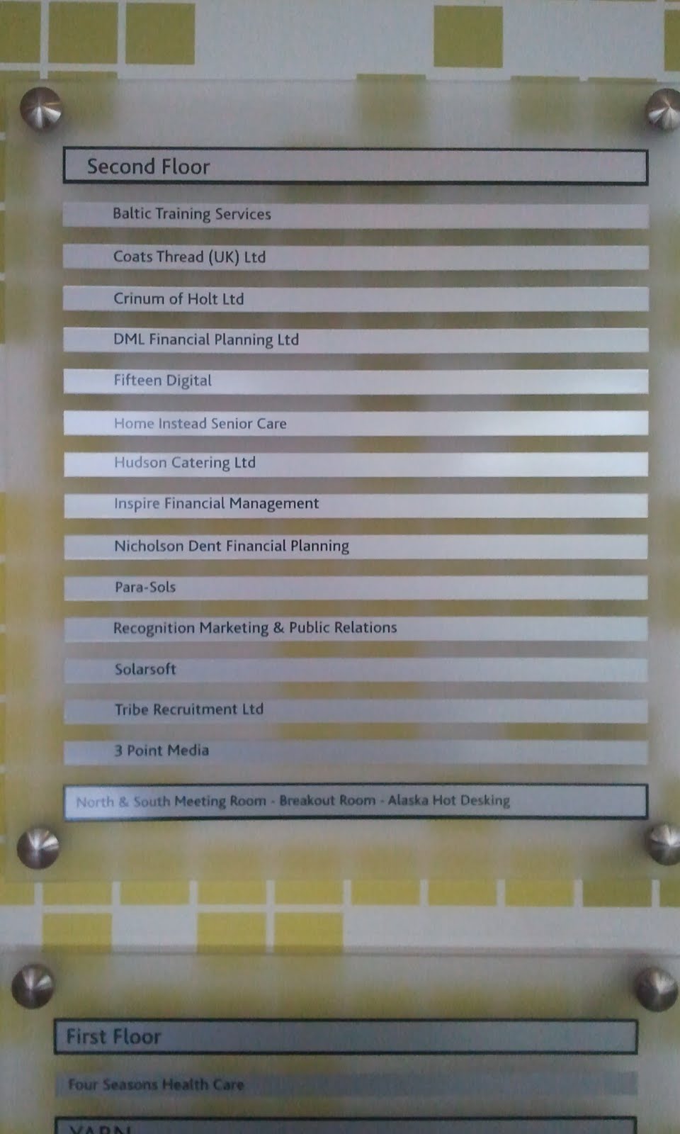 The Green I Signs Blog: 5mm perspex lift directory sign for Lingfield ...