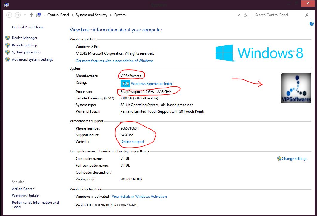 Windows OEM information Editor ~ VIPSoftwares