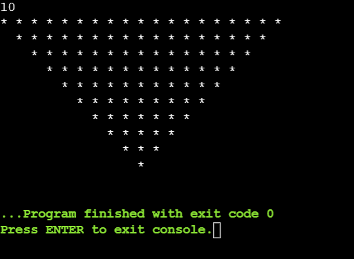 INVERTED PYRAMID STAR PATTERN