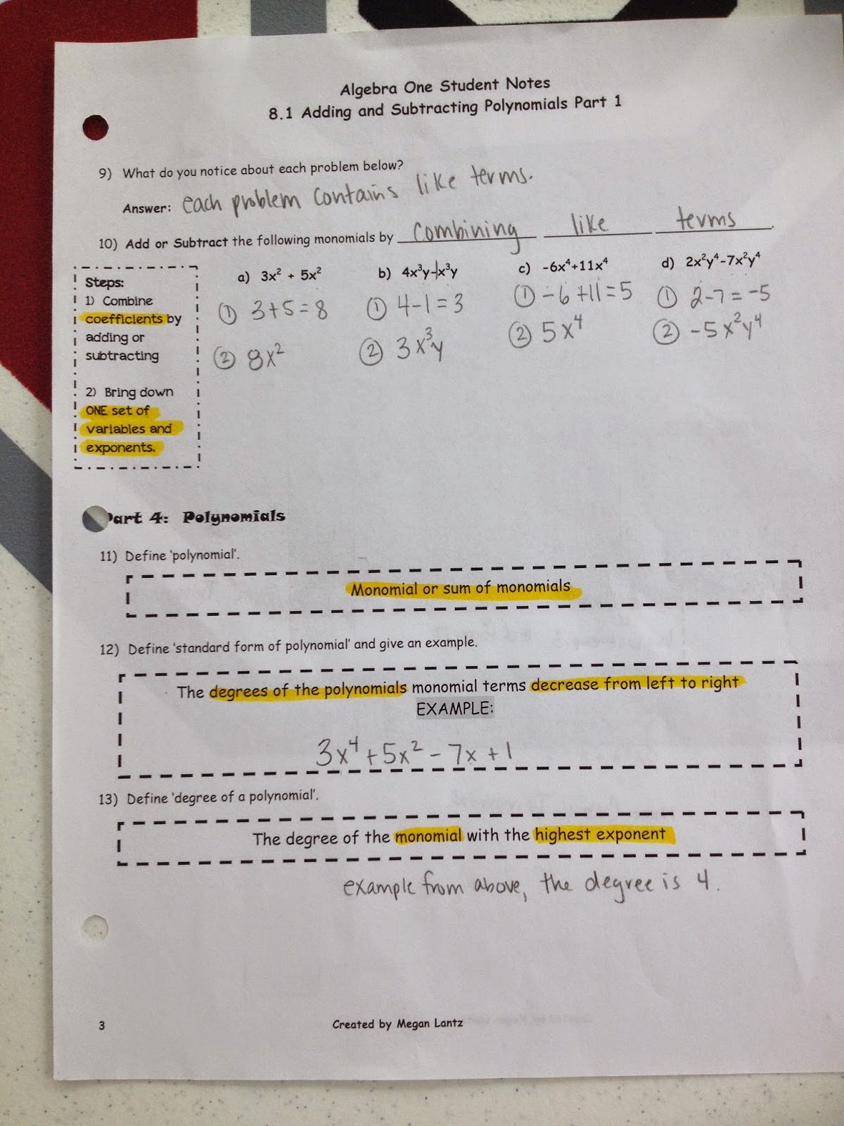 Making Mathematics Magical: Adding & Subtracting Polynomials Making Mathematics Magical: Adding & Subtracting Polynomials