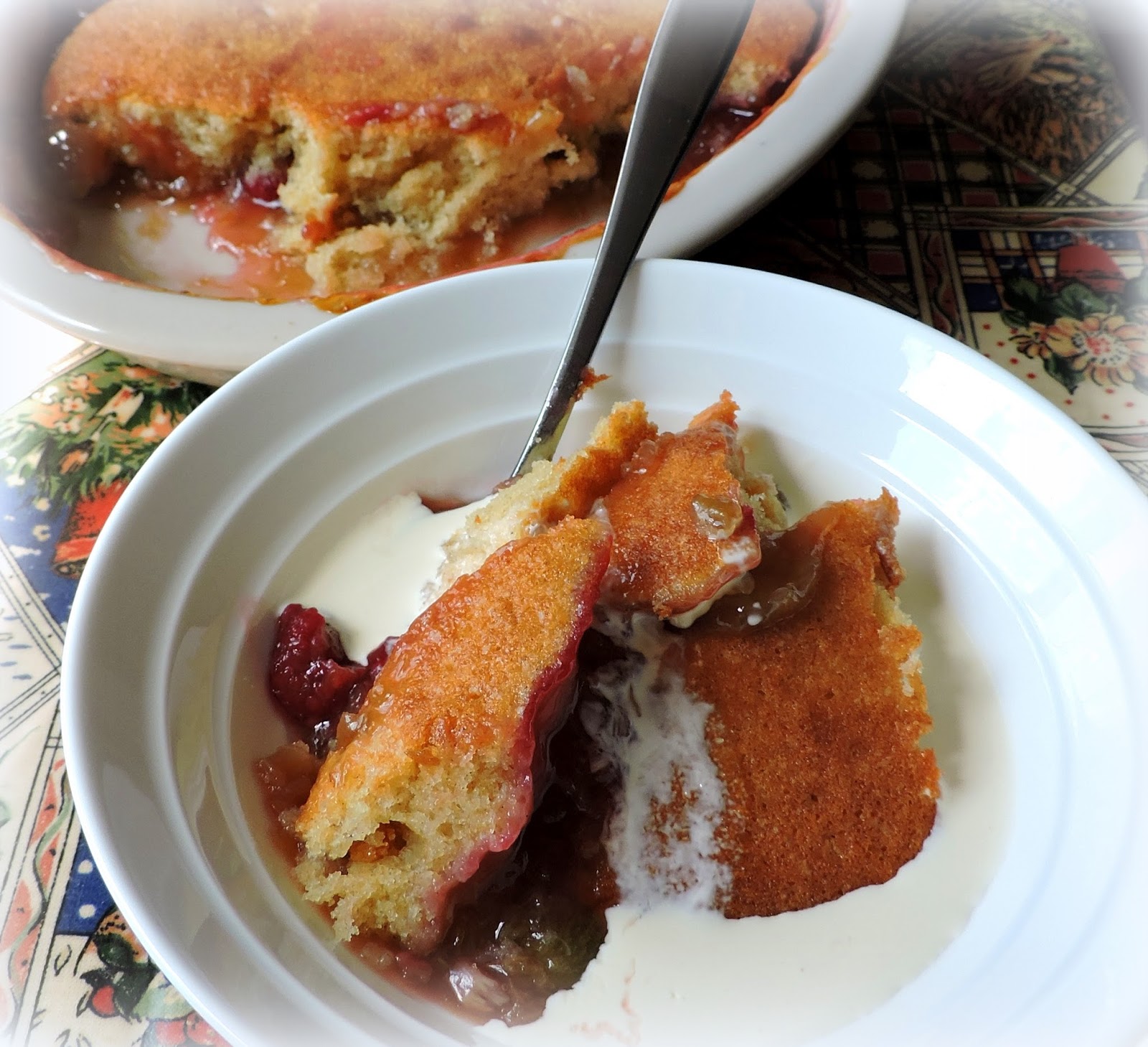 Rhubarb & Raspberry Pudding Cake | The English Kitchen