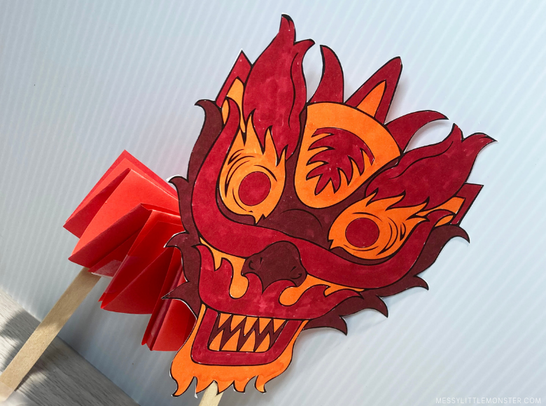 Chinese New Year Dragon Puppet (with template!) - Messy Little Monster