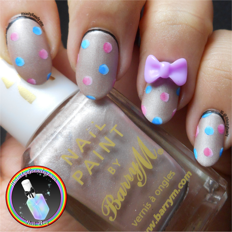 Pink & Blue Dotty Nails & Oversized Bows | IthinityBeauty.com Nail Art Blog
