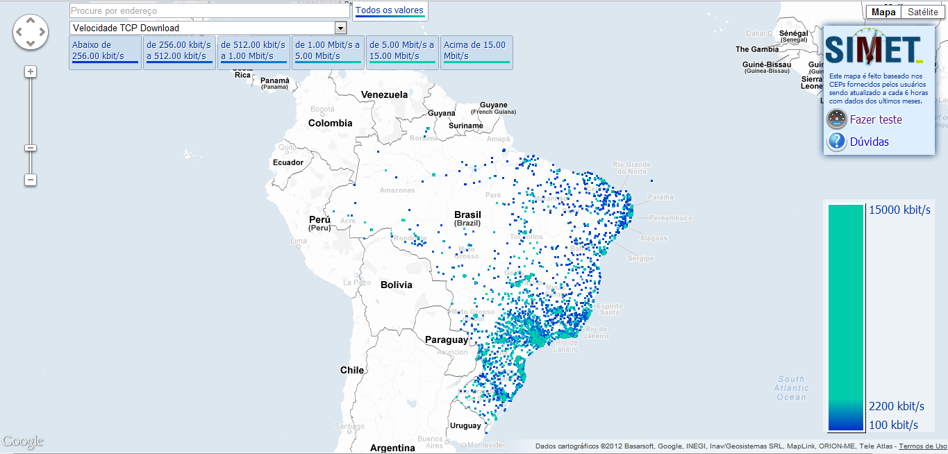 Mapa da qualidade da internet brasileira. ~ Mundo Info