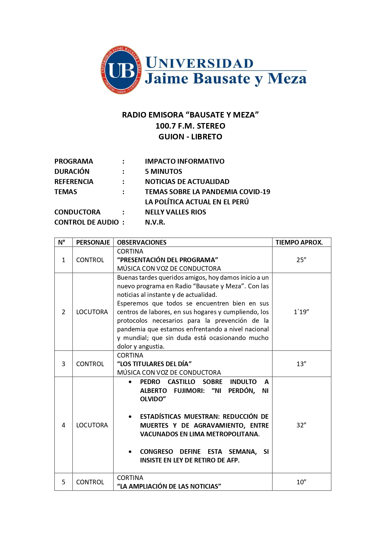ELABORACION DE GUIÓN-LIBRETO RADIAL