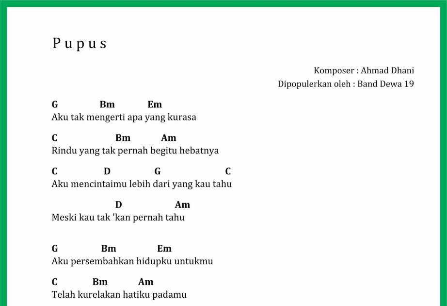 Chord Lagu Pupus - SEPUTAR MUSIK