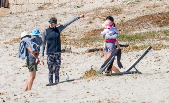 Princess Charlene was photographed with her children in Corsica beach