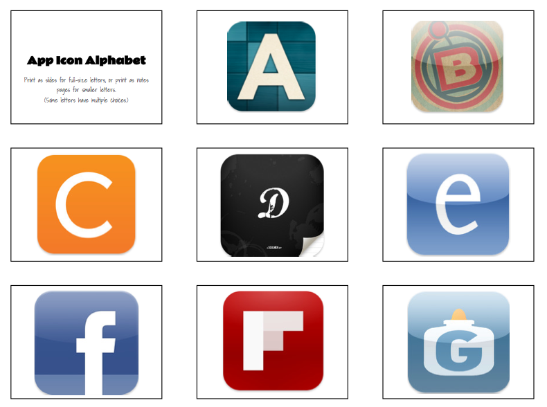 Noggle's Notes on Technology in Education: App Icon Alphabet for Word Wall