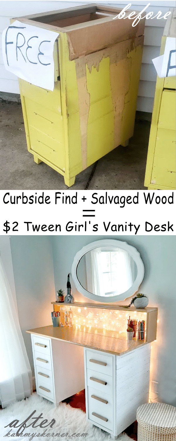 Kammy's Korner: Easy Tween Vanity Desk Built From Nightstands