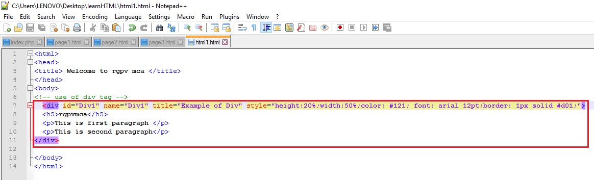MCA RGPV: How to create simple HTML page for beginners - Part 1