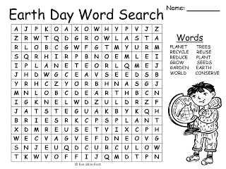 Easy Earth Day Wordsearch For Kids