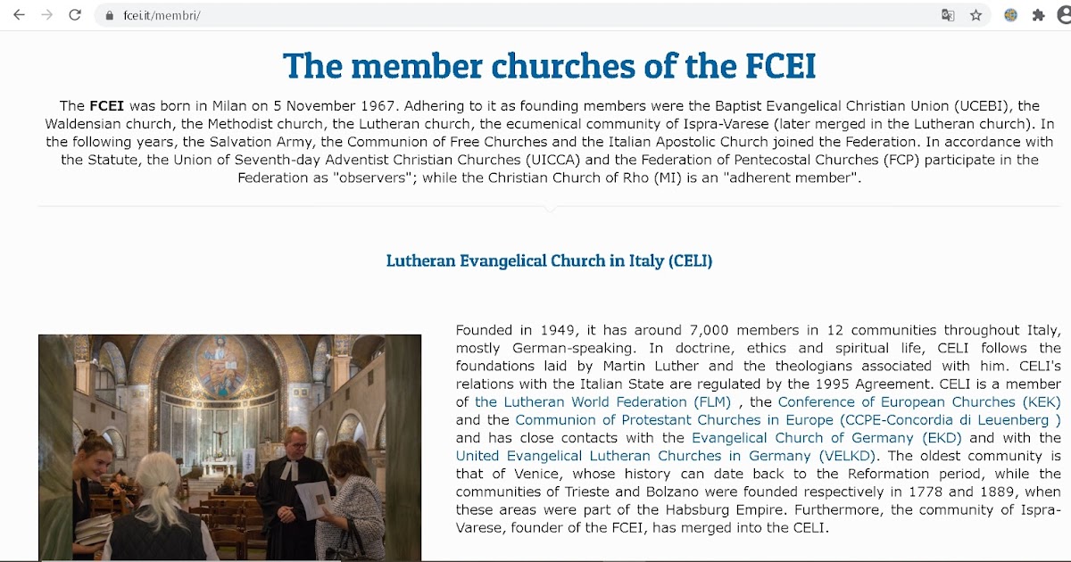 Federation of Protestant Churches in Italy 2022