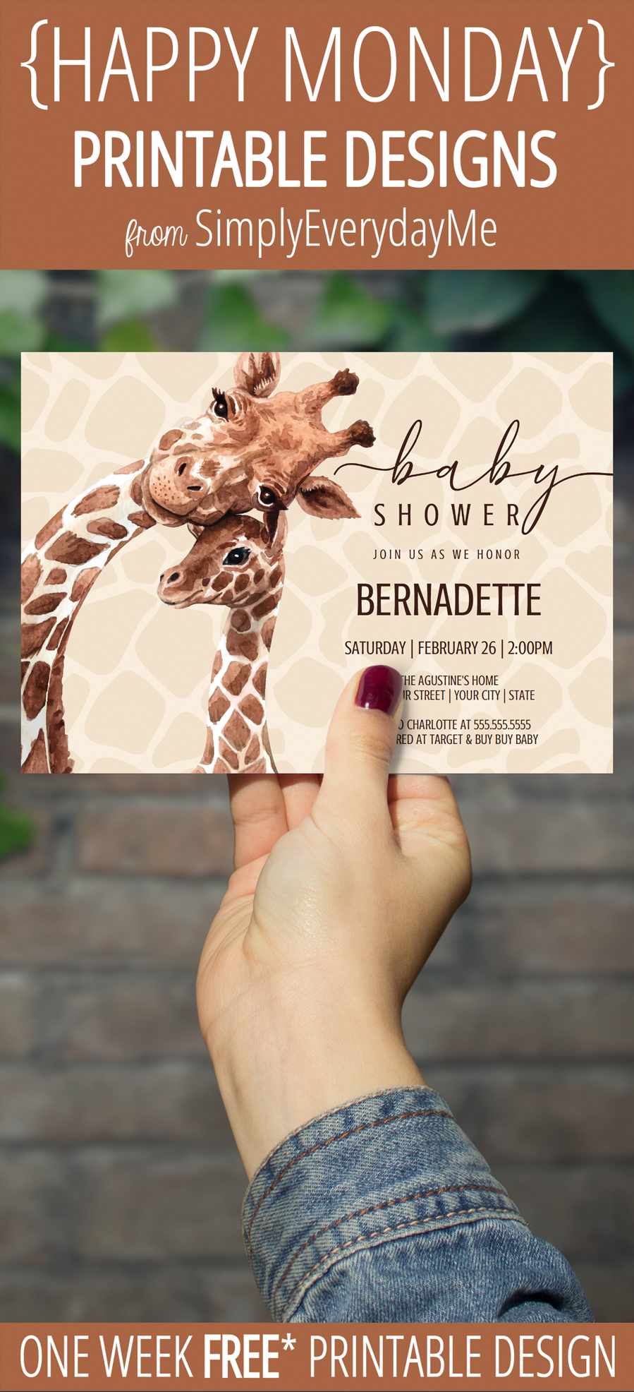 SimplyEverydayMe: {HAPPY MONDAY} GIRAFFE BABY SHOWER INVITE...
