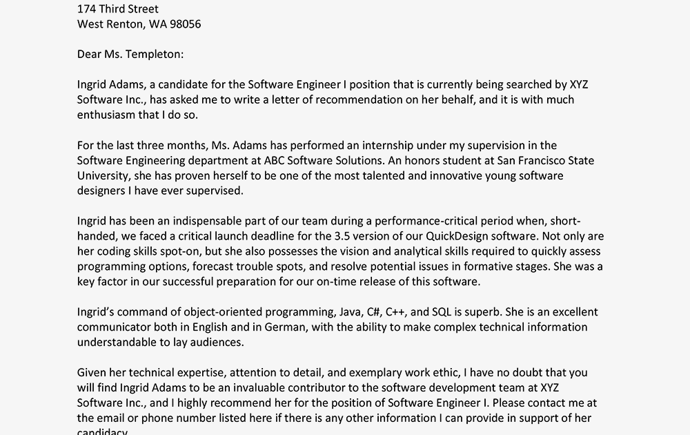 Reference Letter Format Template ~ Resume Letter