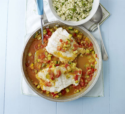 Moroccan fish with couscous recipe - How to make Moroccan fish with ...