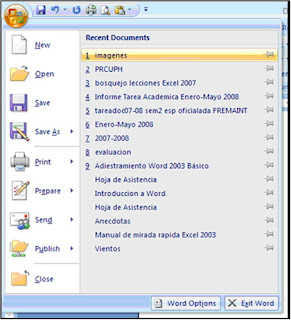 Taller de Informática: Comandos de Word 2003 en Word 2007