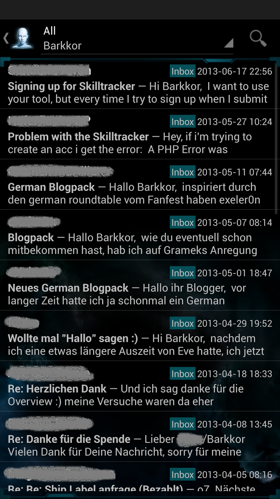 = Barkkor in EVE Online: = Android EVE Apps II