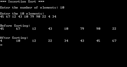 Program to implement Insertion Sort in C | Wave the world