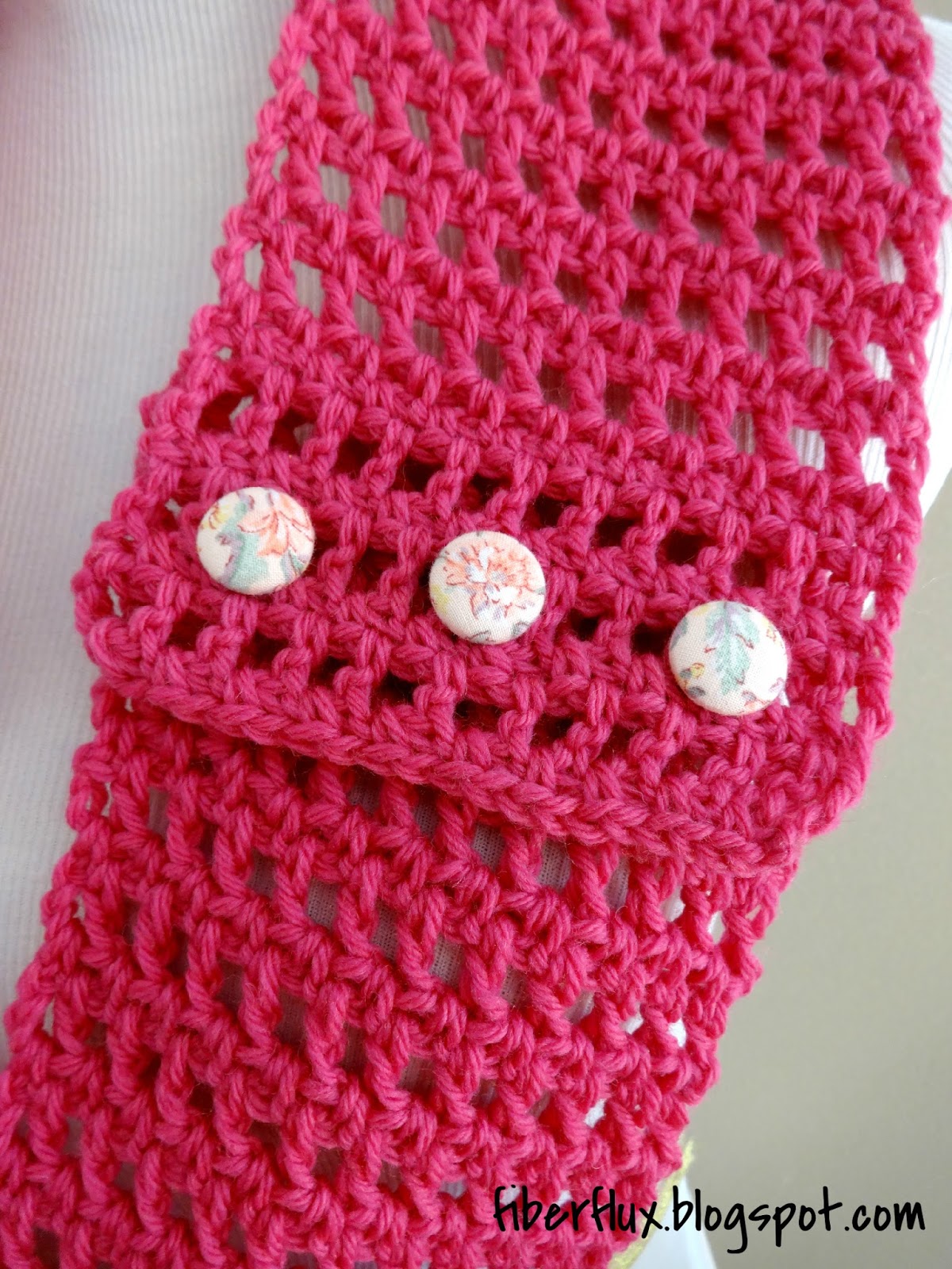 Free Crochet Pattern...Honolulu Button Scarflette! | Fiber Flux ...