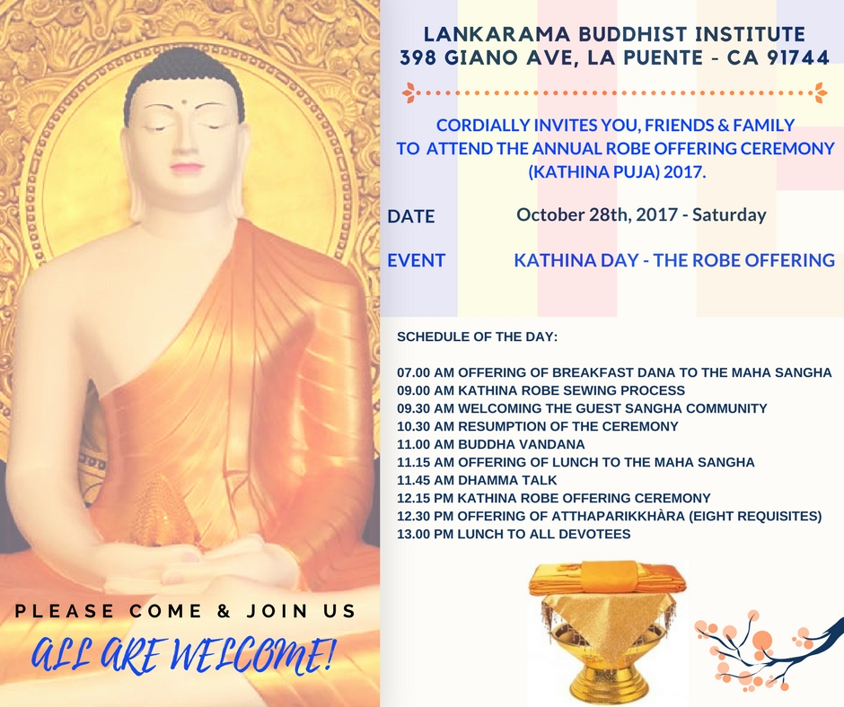 Annual Kathina Robe Offering - 2017 at Lankarama Buddhist Institute ...