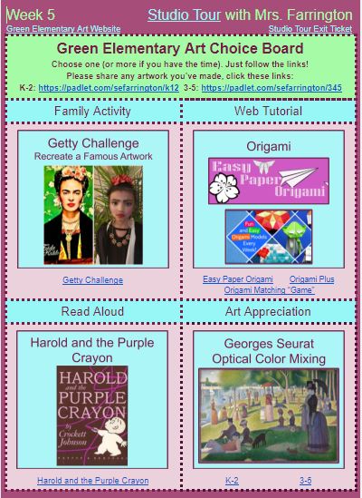 Remote Learning Choice Board 5