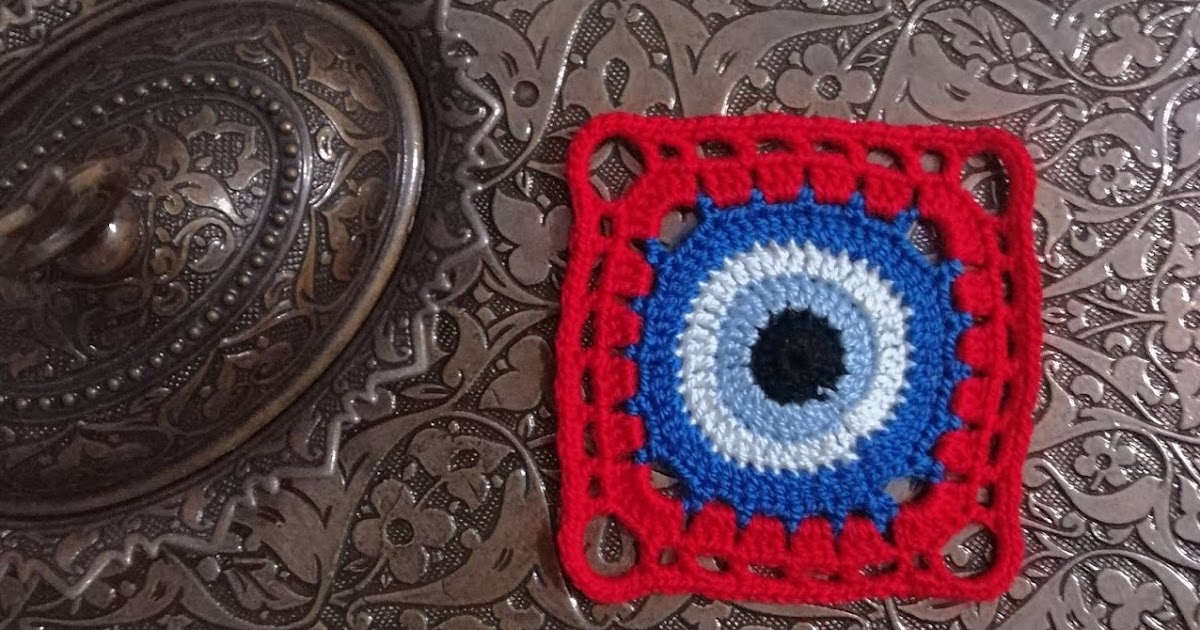 Crochet Evil Eye Square Crochet Evil Eye Square