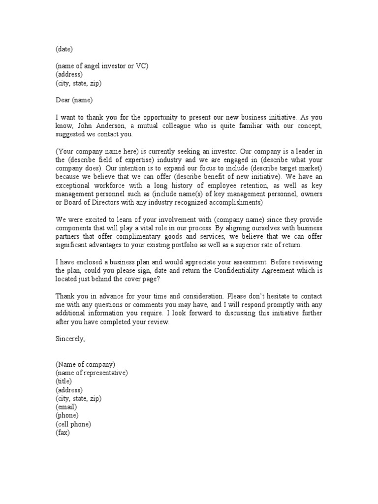 Letter To Investors Template ~ Resume Letter