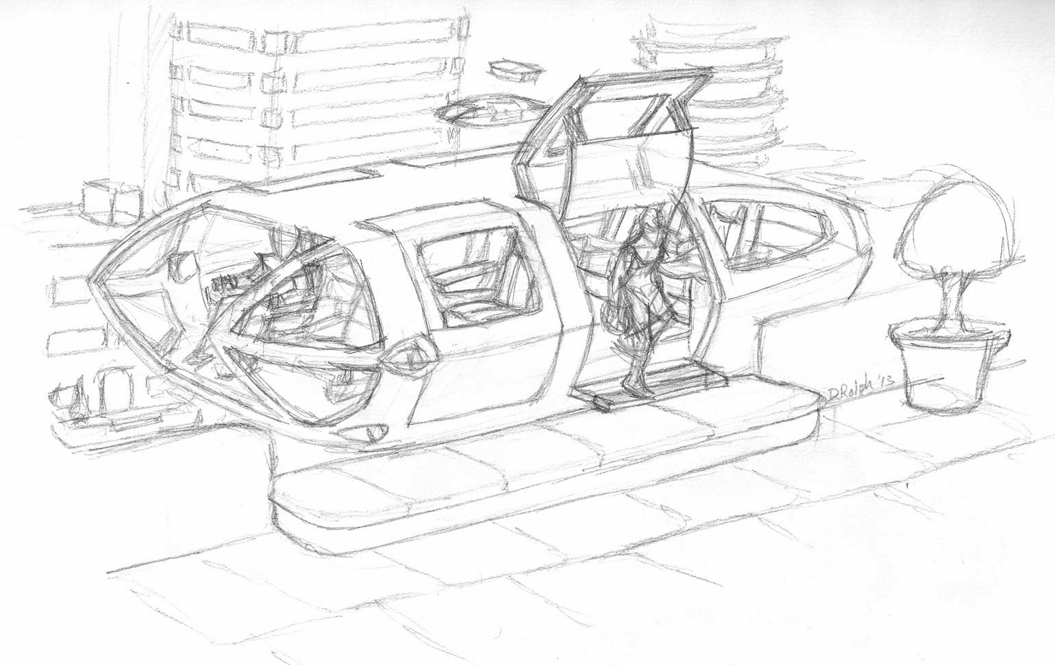 D R Designs: "logical" flying car underdrawing